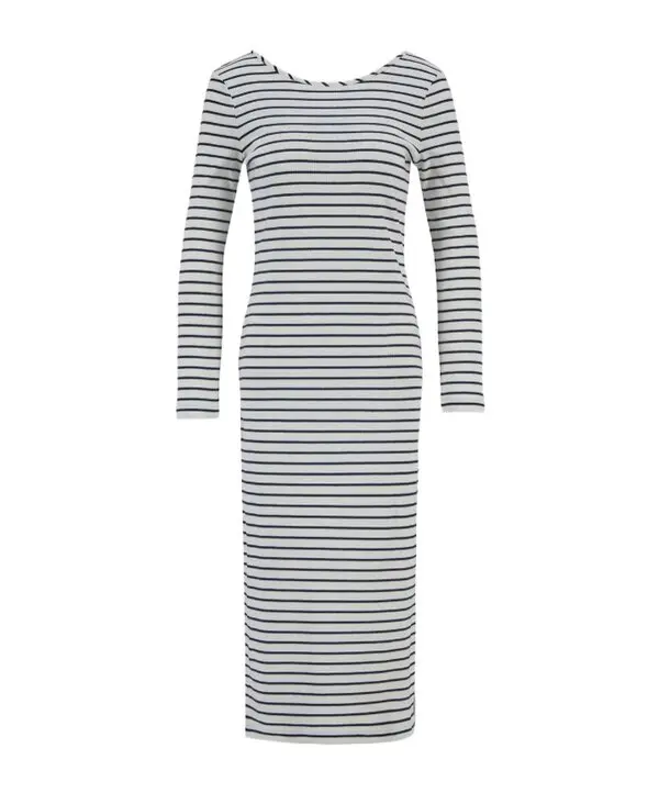 Barbour Long-sleeved Striped Midi Dress