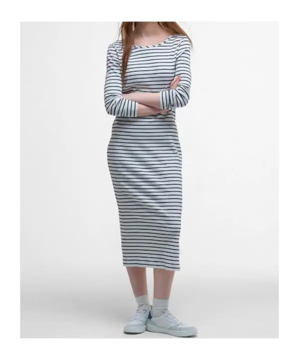 Barbour Long-sleeved Striped Midi Dress