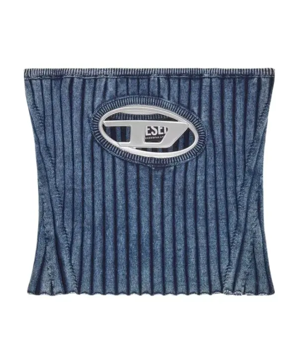 DIESEL® Logo Detail Ribbed Tube Top - Blue