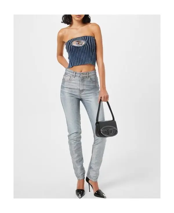 DIESEL® Logo Detail Ribbed Tube Top - Blue