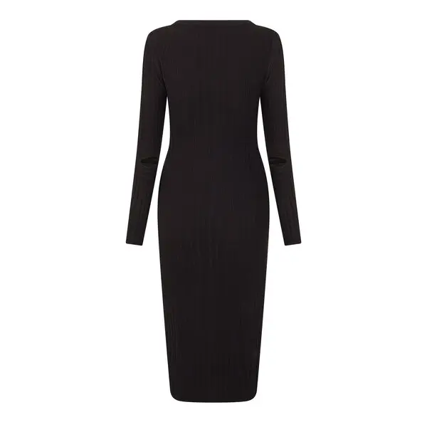 Off-White Ribbed Knit Midi Dress