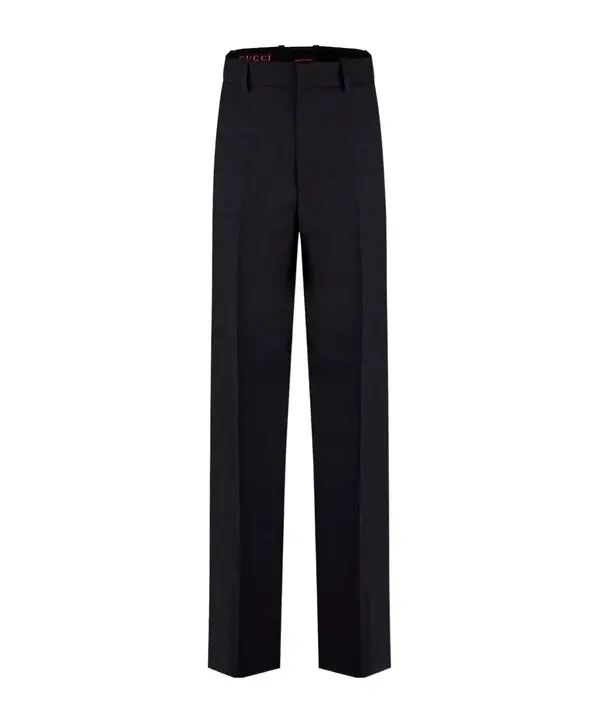 Gucci Plain Wool Wide Leg Trousers
