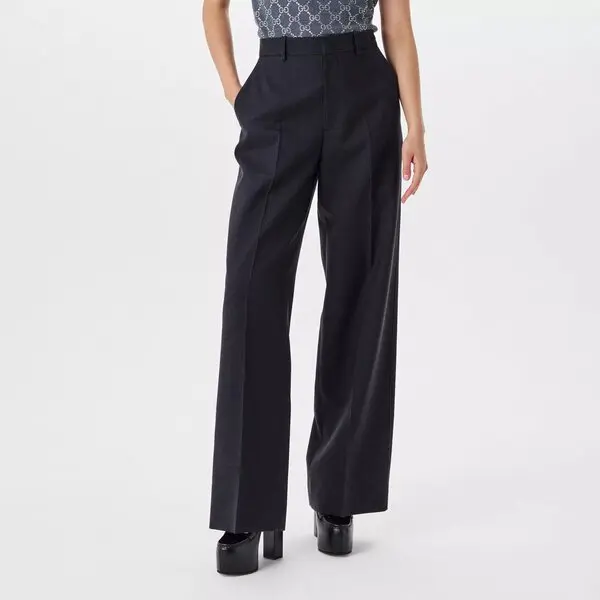 Gucci Plain Wool Wide Leg Trousers