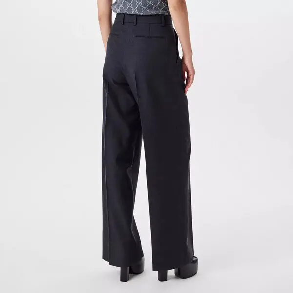 Gucci Plain Wool Wide Leg Trousers