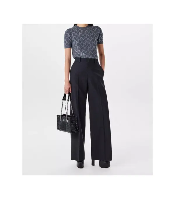 Gucci Plain Wool Wide Leg Trousers