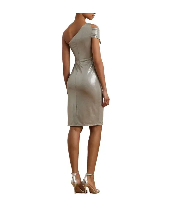 Ralph Lauren Metallic One-shoulder Draped Dress
