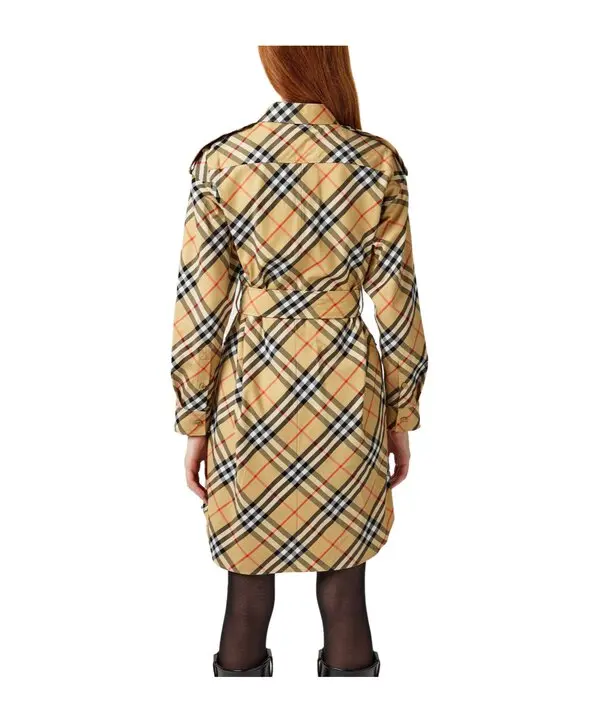 Burberry Check Midi Shirt Dress With Belt
