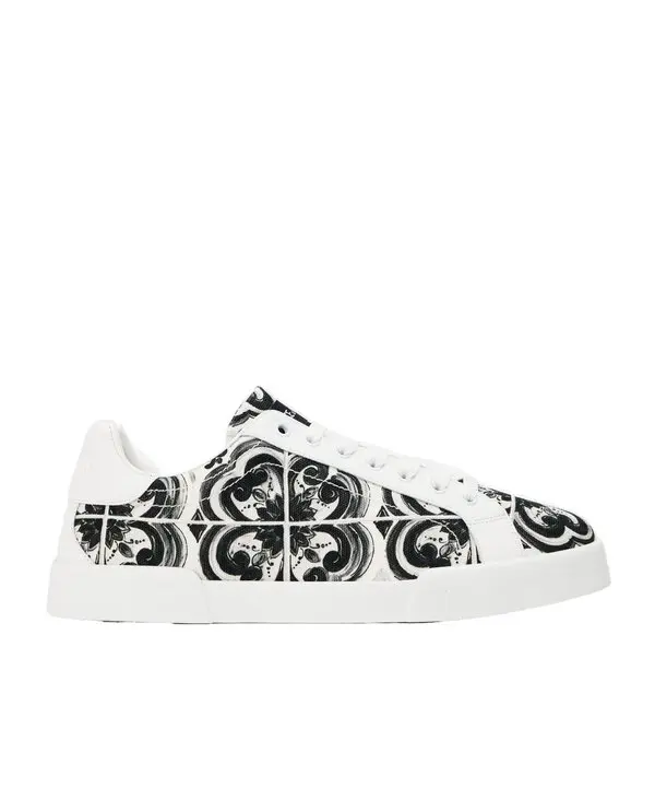 Dolce & Gabbana Lace-up Graphic Sneakers - White