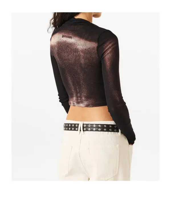 JEAN PAUL GAULTIER Long Sleeve Printed Mesh Top
