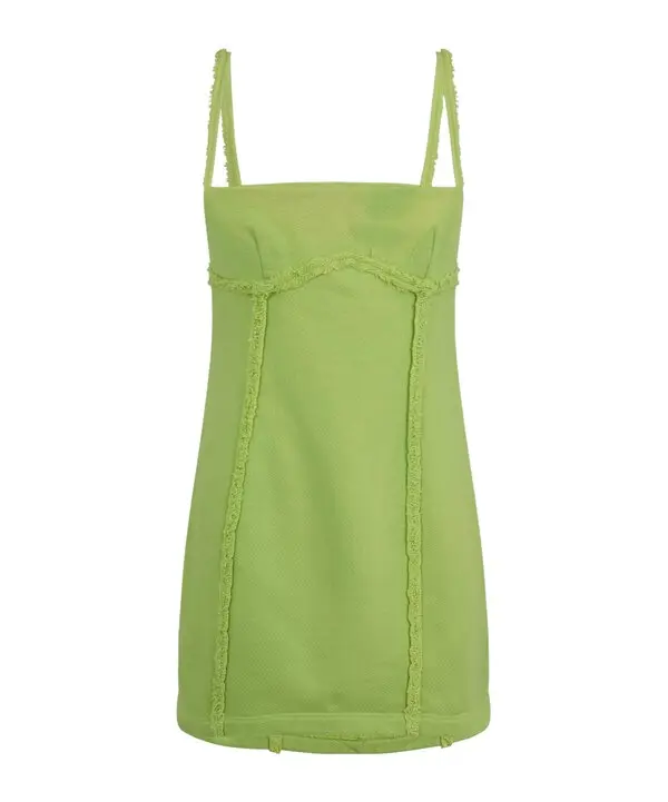 Off-White Spaghetti Strap Mini Dress - Green