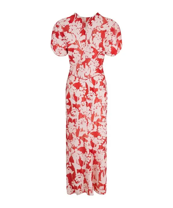 Victoria Beckham Gathered Floral Midi Dress