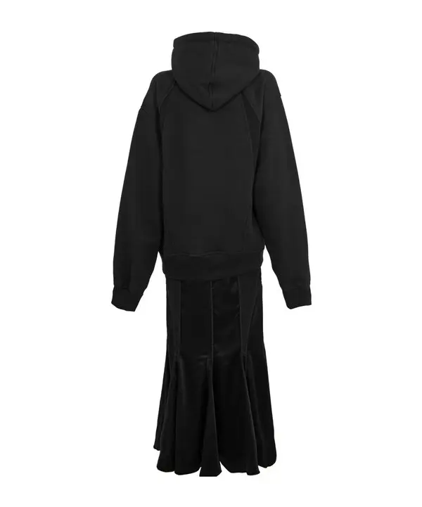 Off-White Satin Hooded Sweatshirt Dress