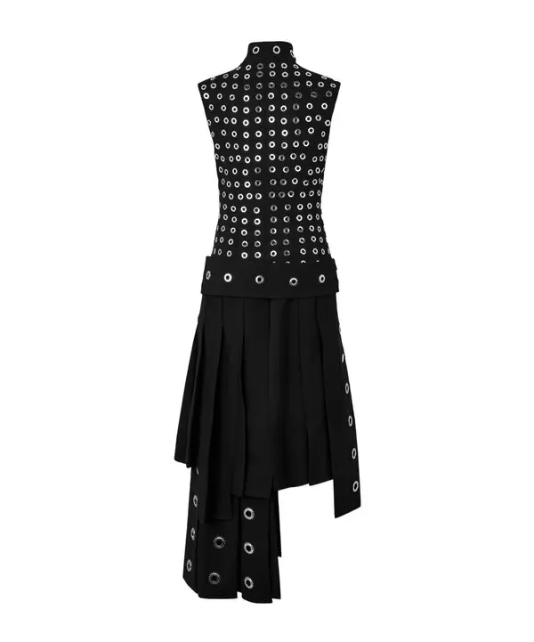 Off-White Halter-neck Mini Dress With Geometric Tile Print