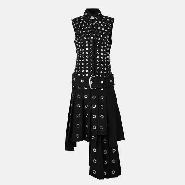 Off-White Halter-neck Mini Dress With Geometric Tile Print