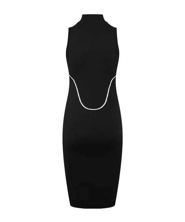 Off-White Fitted High Neck Midi Dress With Logo Detail