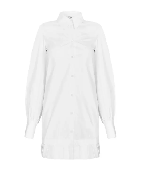 Off-White Pleated Shirt Dress