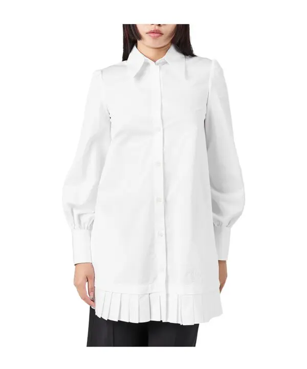 Off-White Pleated Shirt Dress
