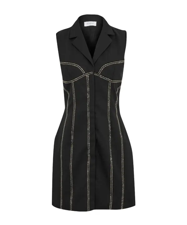 Off-White Suit Dress With Contrast Stitching - Black