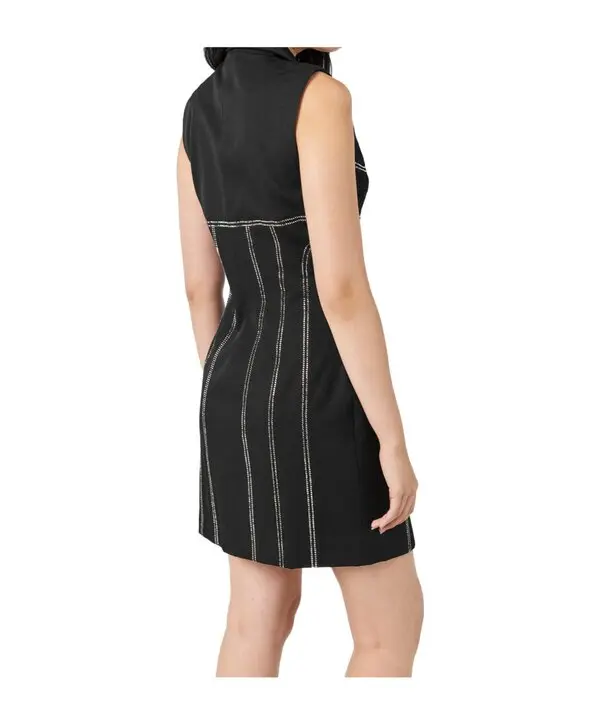 Off-White Suit Dress With Contrast Stitching