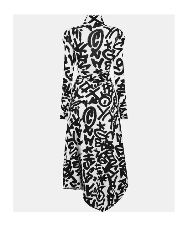 Off-White Graphic Print High Neck Midi Dress