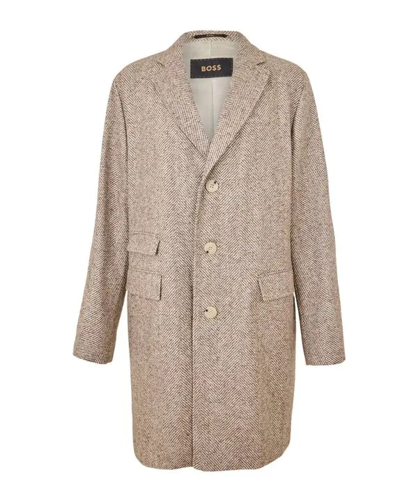 Hugo Boss Herringbone Wool Overcoat