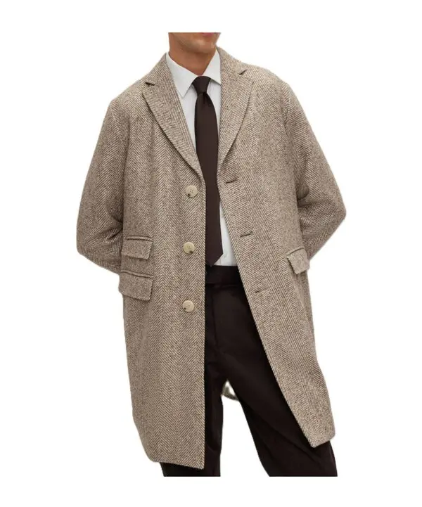 Hugo Boss Herringbone Wool Overcoat