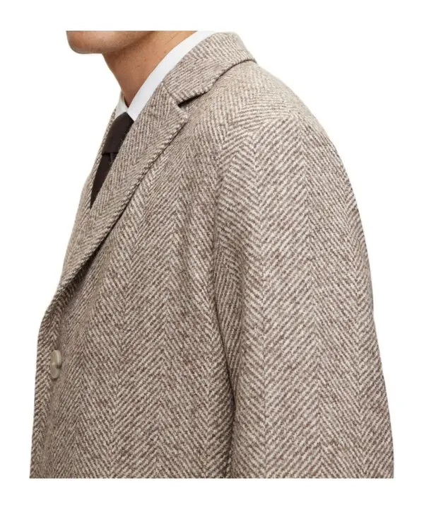 Hugo Boss Herringbone Wool Overcoat