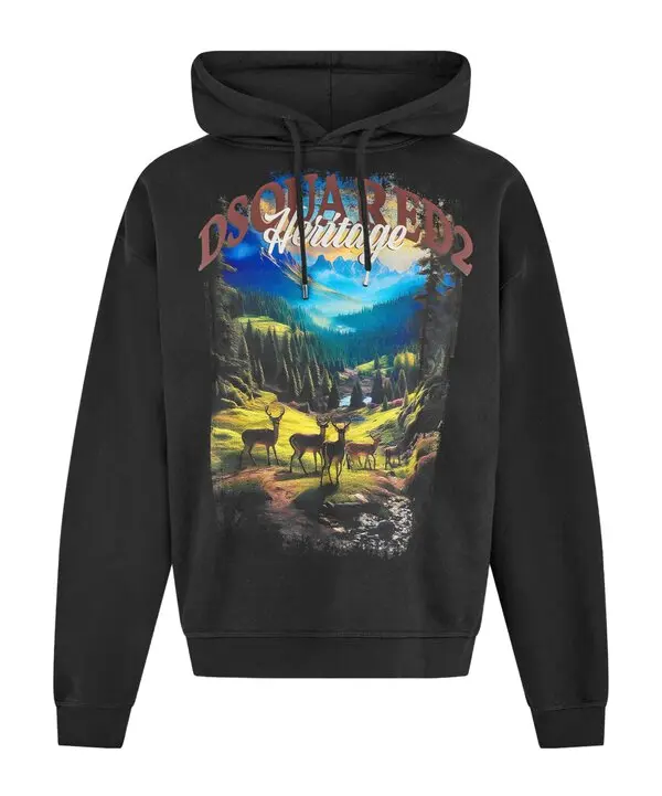 Dsquared2 Classic Printed Hoodie - Black