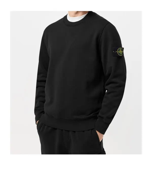 Stone Island Logo Lightweight Cotton Fleece Jumper