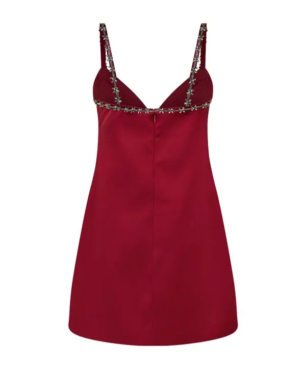 SELF-PORTRAIT Strappy Embellished Satin Mini Dress