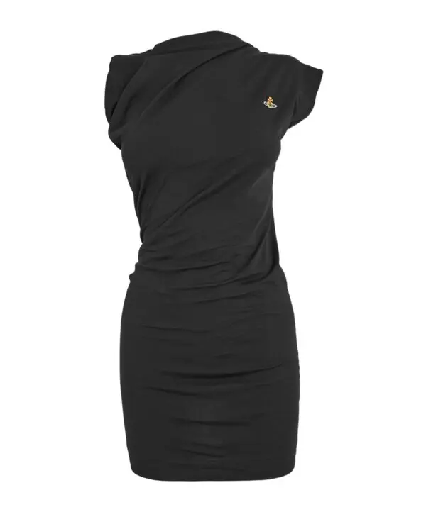 VIVIENNE WESTWOOD Asymmetrical Logo Embroidered Mini Dress