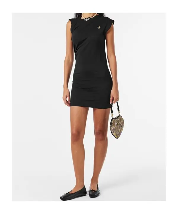 VIVIENNE WESTWOOD Asymmetrical Logo Embroidered Mini Dress