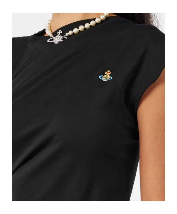 VIVIENNE WESTWOOD Asymmetrical Logo Embroidered Mini Dress