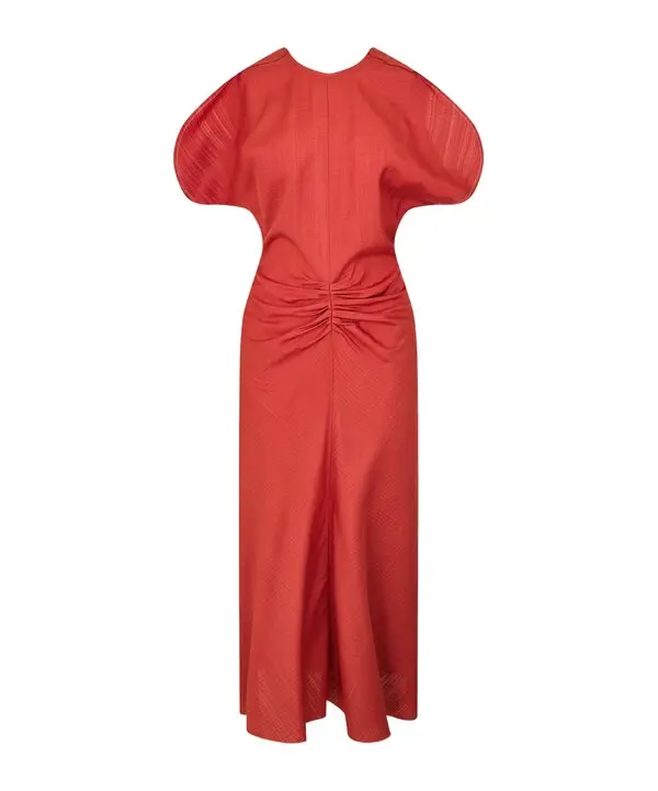 Victoria Beckham Tailored Ruched Front Midi Dress