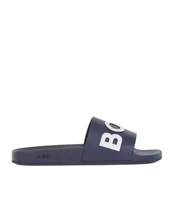 Hugo Boss Bay Logo Sliders, Branding Strap Sandals