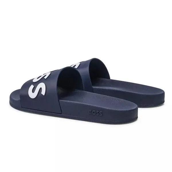 Hugo Boss Bay Logo Sliders, Branding Strap Sandals