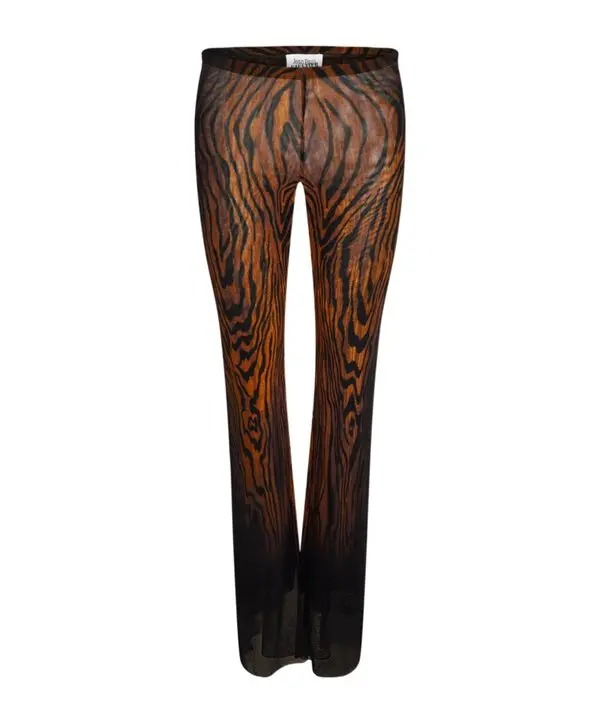 JEAN PAUL GAULTIER High-waisted Flared Pants With Wood Grain Print - Black