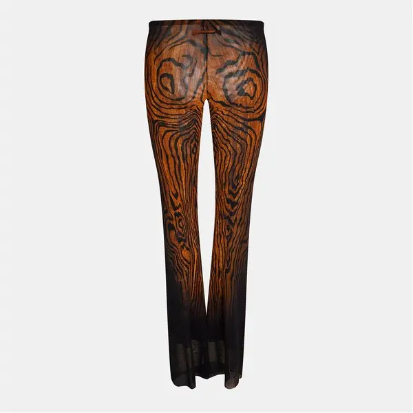 JEAN PAUL GAULTIER High-waisted Flared Pants With Wood Grain Print - Black