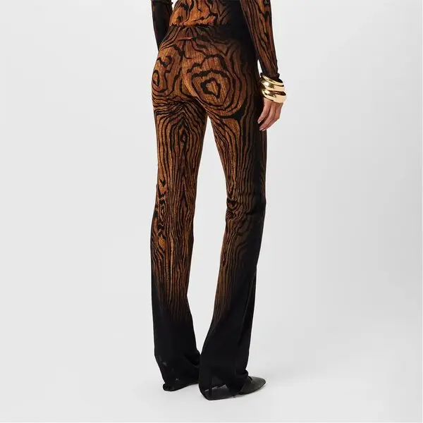 JEAN PAUL GAULTIER High-waisted Flared Pants With Wood Grain Print - Black