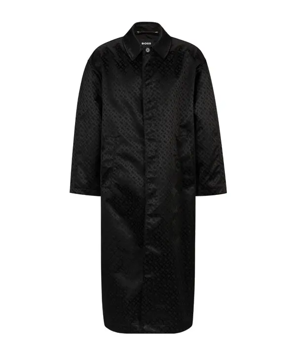 Hugo Boss Longline Coat With Monogram Pattern