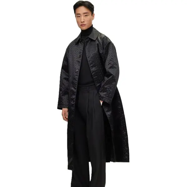 Hugo Boss Longline Coat With Monogram Pattern