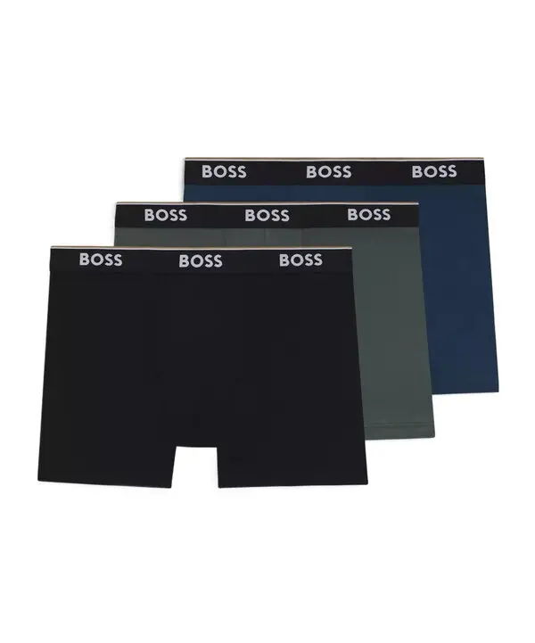 Hugo Boss Boss Bodywear 3 Pack Boxer Briefs With Logo Detail - Black