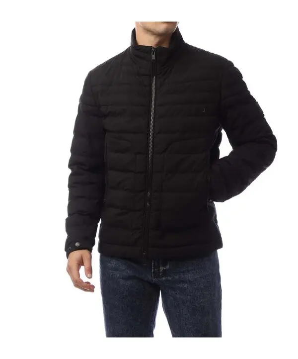 Hugo Boss Slim-fit Quilted Wool-blend Jacket With Stand Collar
