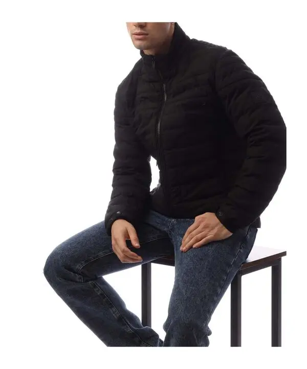 Hugo Boss Slim-fit Quilted Wool-blend Jacket With Stand Collar