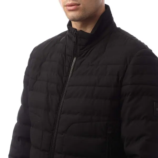 Hugo Boss Slim-fit Quilted Wool-blend Jacket With Stand Collar