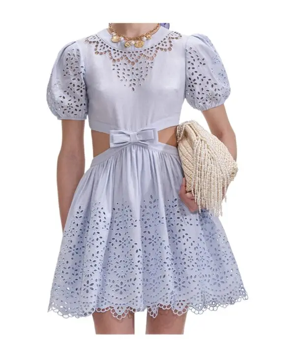 SELF-PORTRAIT Cutout Mini Dress With Short Sleeves