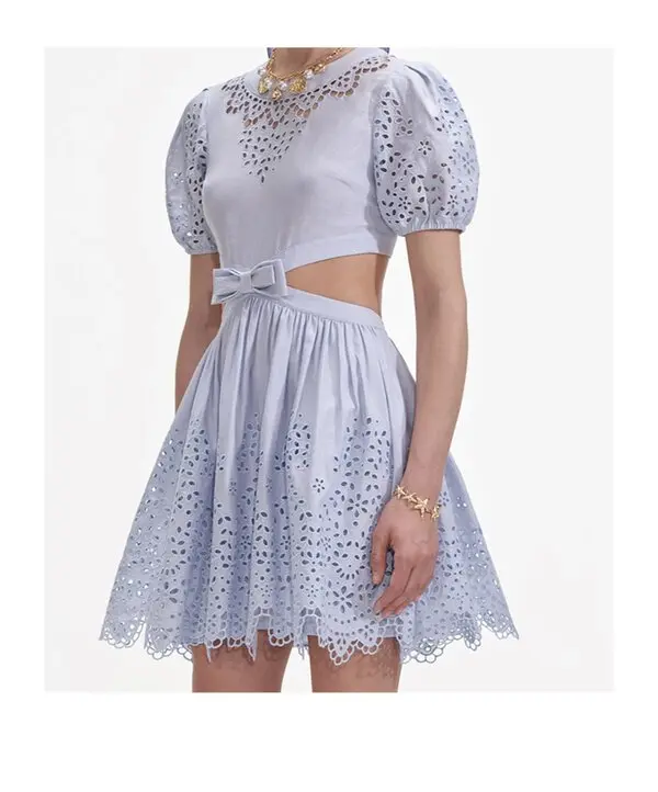 SELF-PORTRAIT Cutout Mini Dress With Short Sleeves