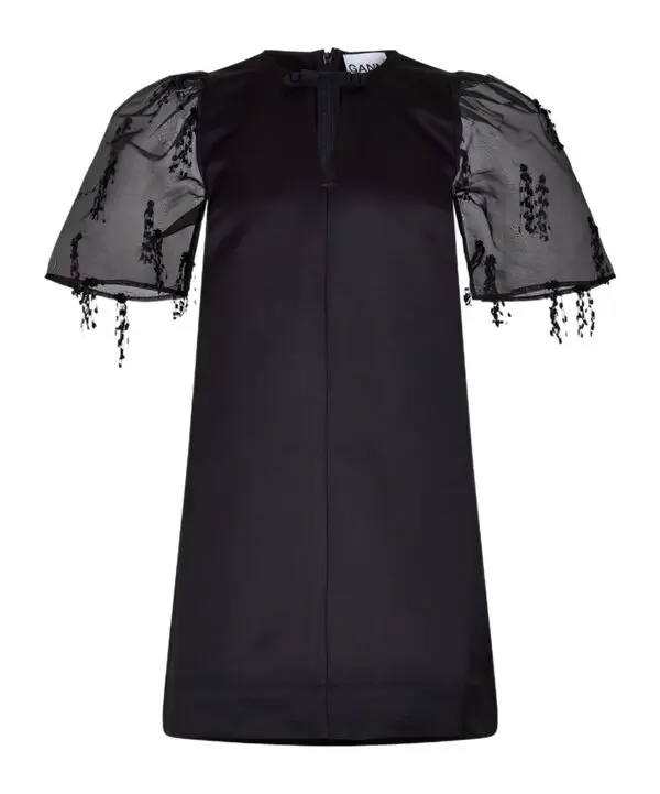 GANNI Short Sleeve Embellished Dress