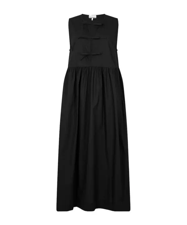 GANNI Sleeveless Maxi Dress With Bow Detail