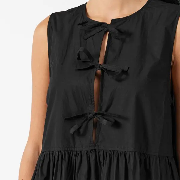 GANNI Sleeveless Maxi Dress With Bow Detail